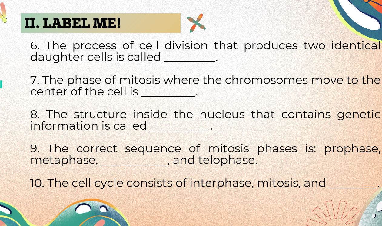 6. The process of cell division that | StudyX