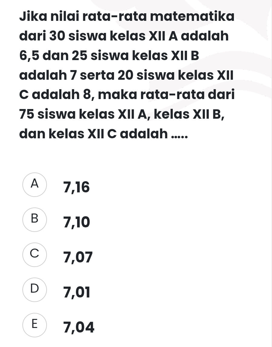 Jika nilai rata-rata matematika dari 30 | StudyX