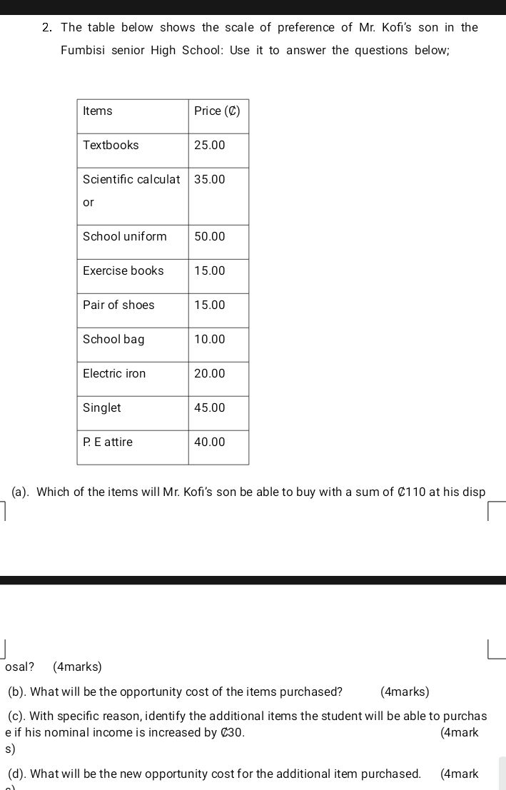 2. The table below shows the scale of | StudyX