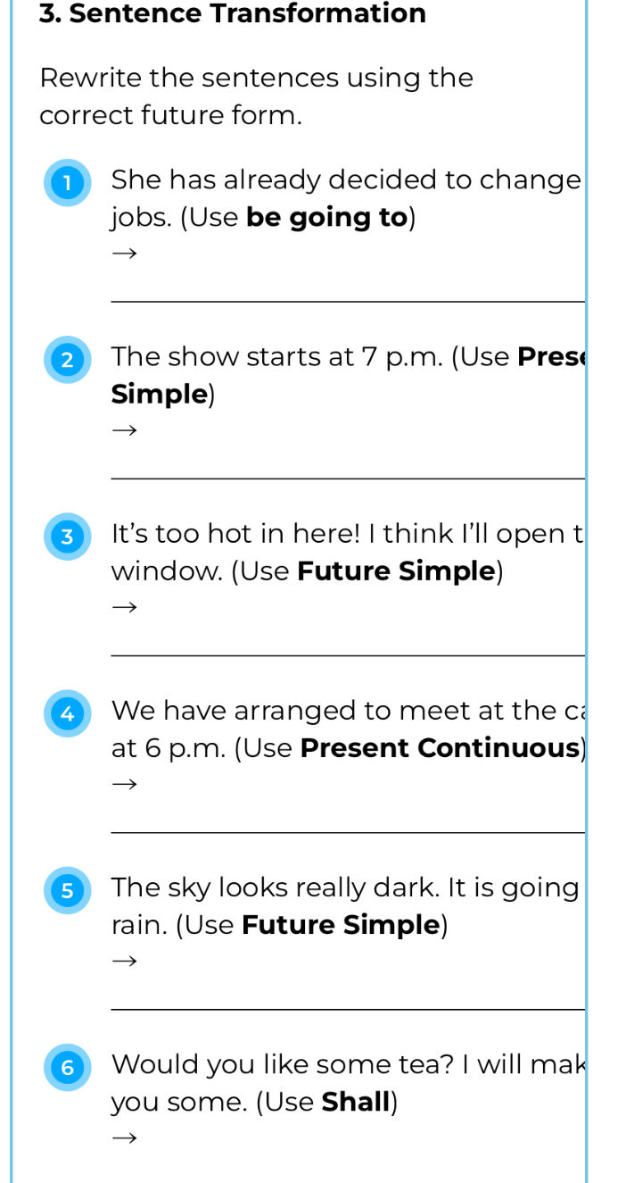 3. Sentence Transformation Rewrite the | StudyX
