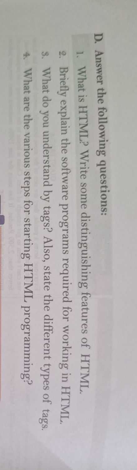 D. Answer the following questions: 1. What | StudyX