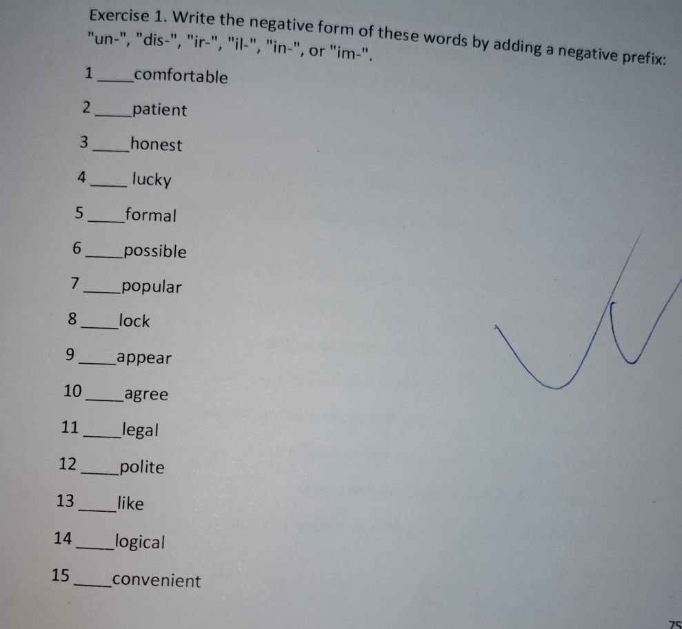 Exercise 1. Write the negative form of these | StudyX