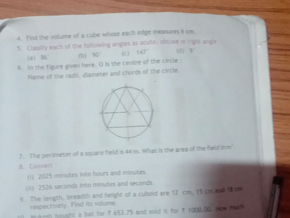 4. Find the volume of a cube whose each edge | StudyX
