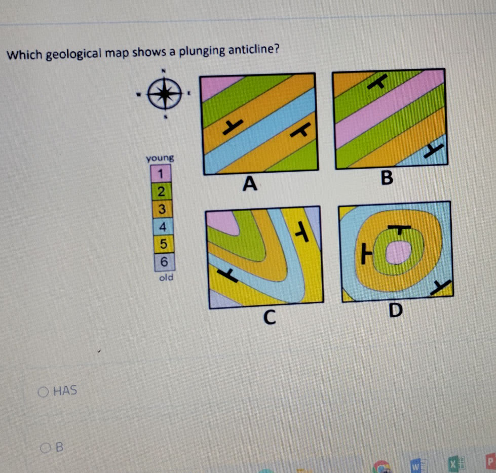 Which geological map shows a plunging | StudyX