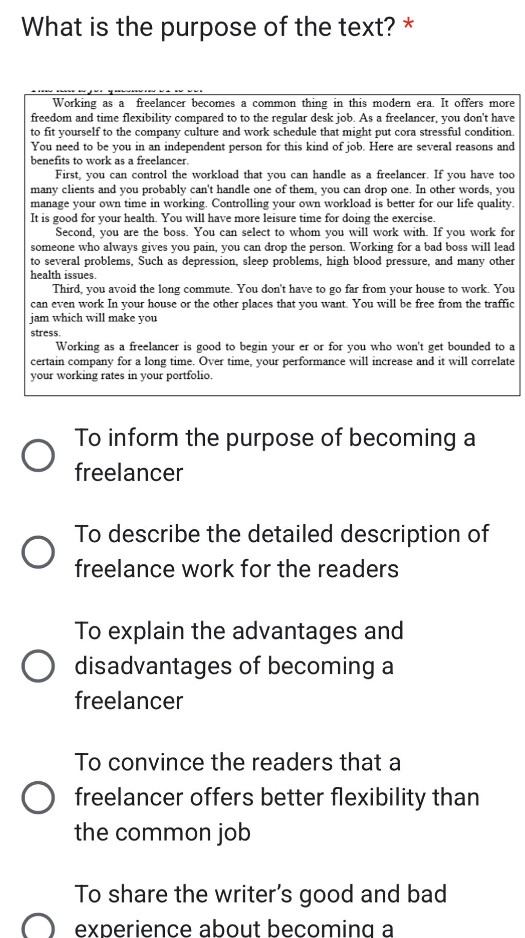 What is the purpose of the text? * Working | StudyX