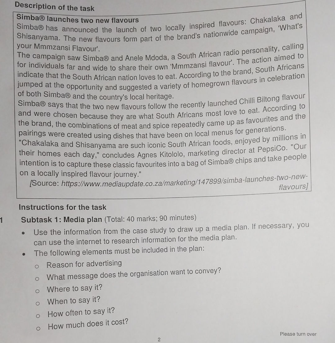 Instructions for the task Subtask 1: Media | StudyX