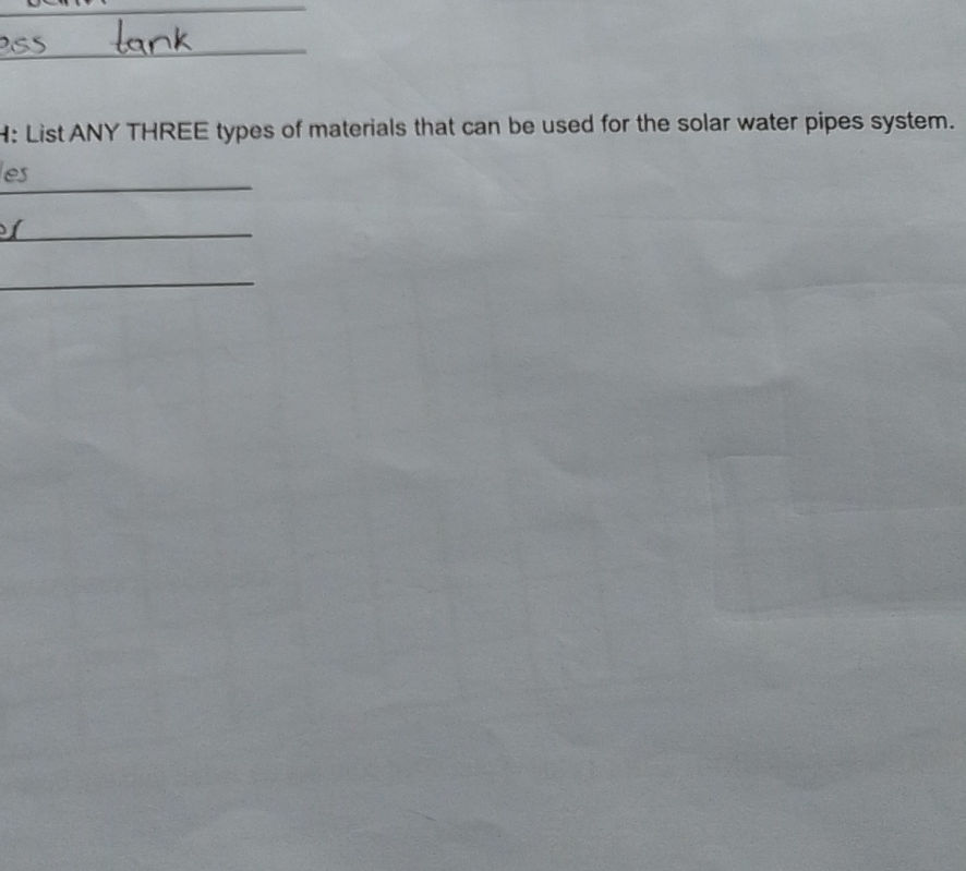 H: List ANY THREE types of materials that | StudyX