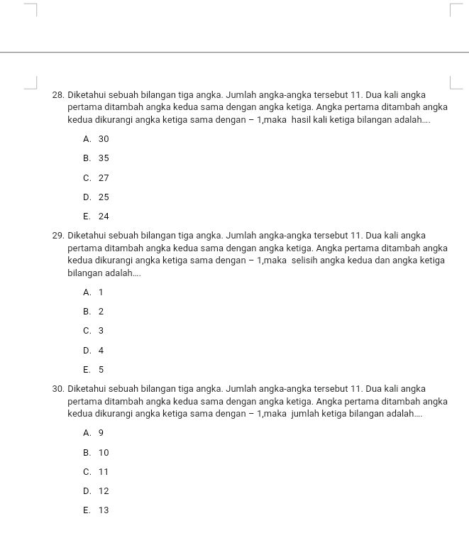 28. Diketahui sebuah bilangan tiga angka. | StudyX