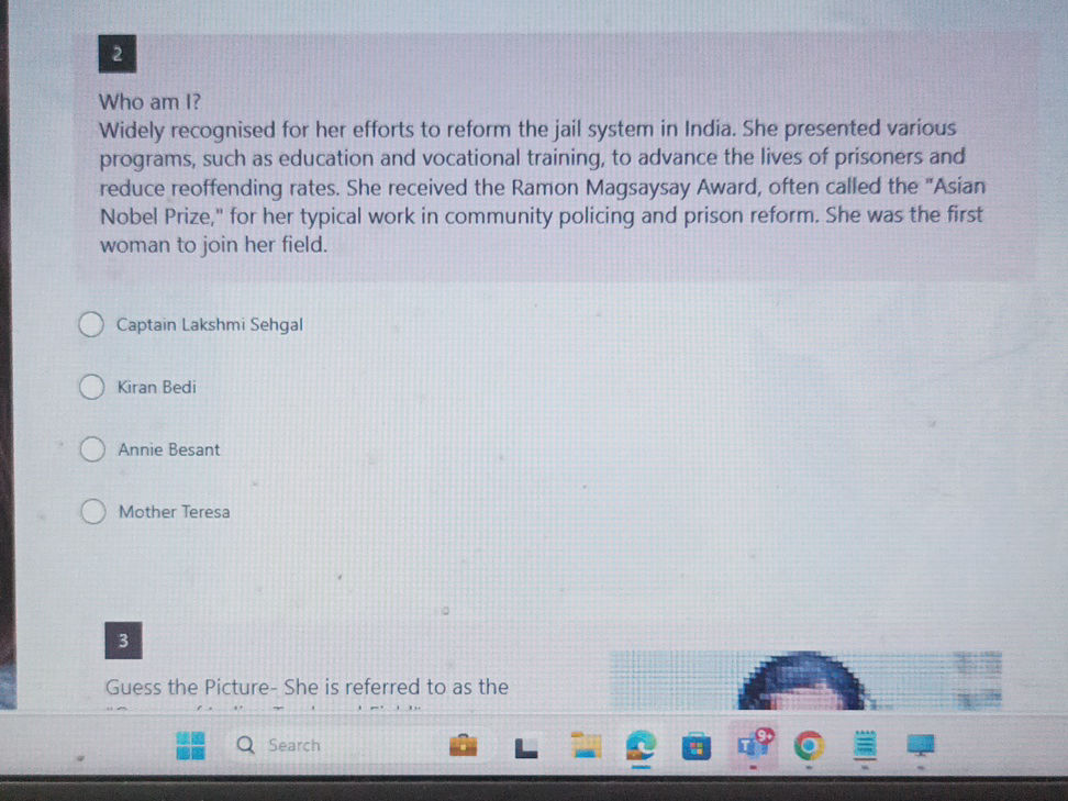 Who am I? Widely recognised for her efforts | StudyX