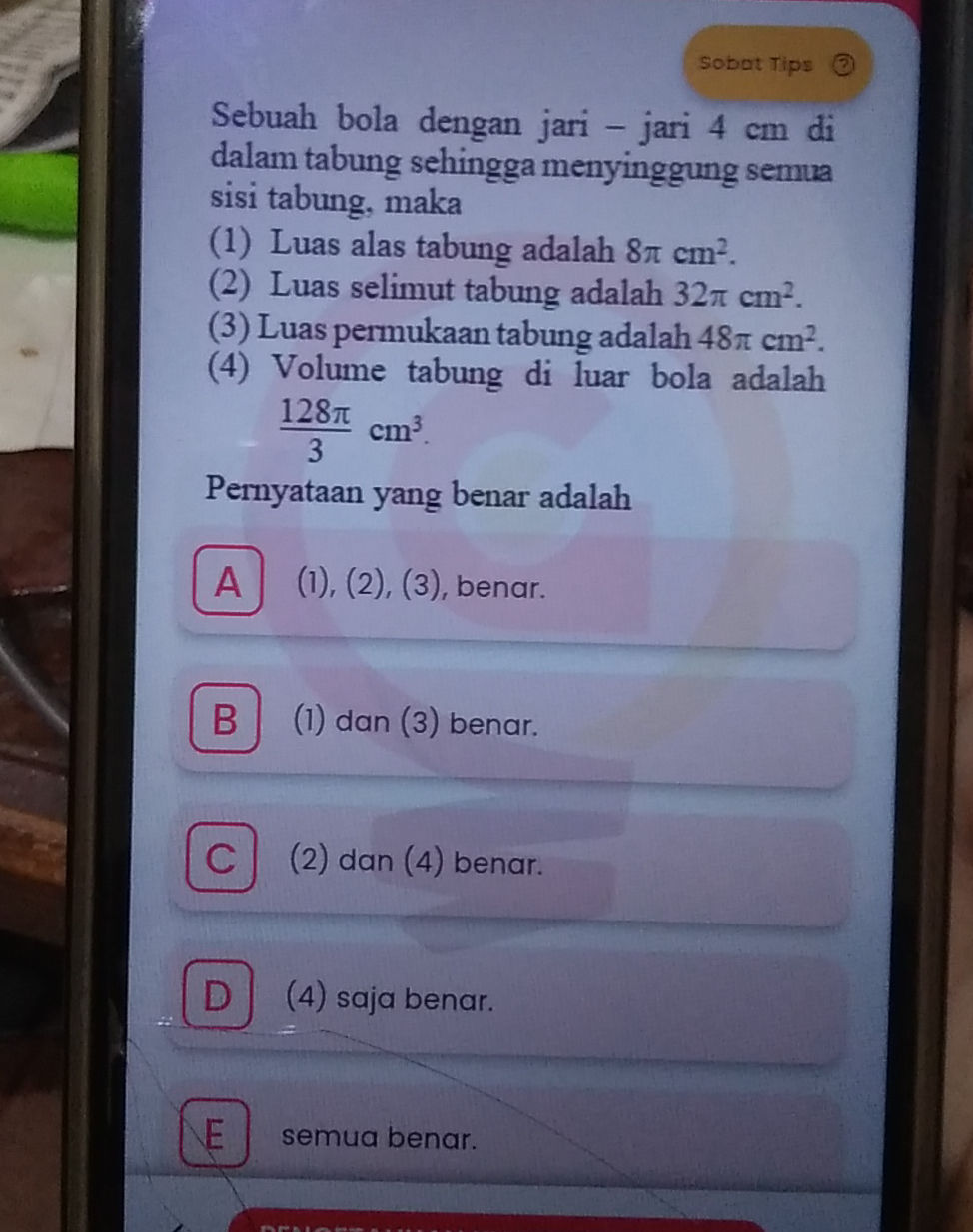 Sobut Tips Sebuah bola dengan jari - jari 4 | StudyX