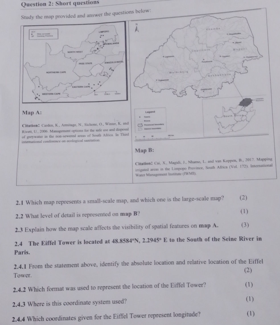 Study the map provided and answer the | StudyX