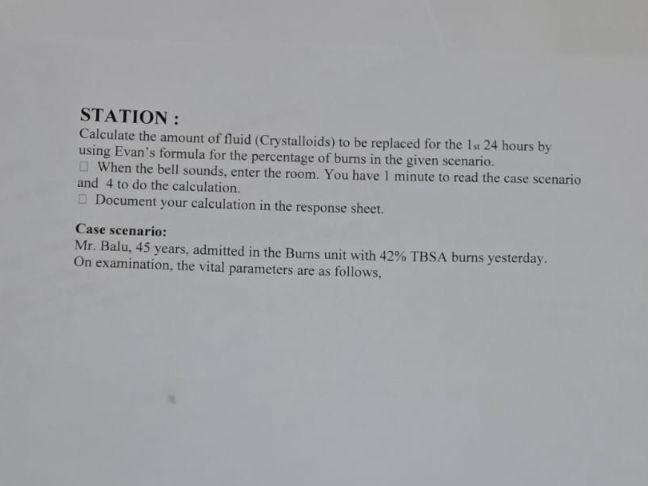 STATION: Calculate the amount of fluid | StudyX
