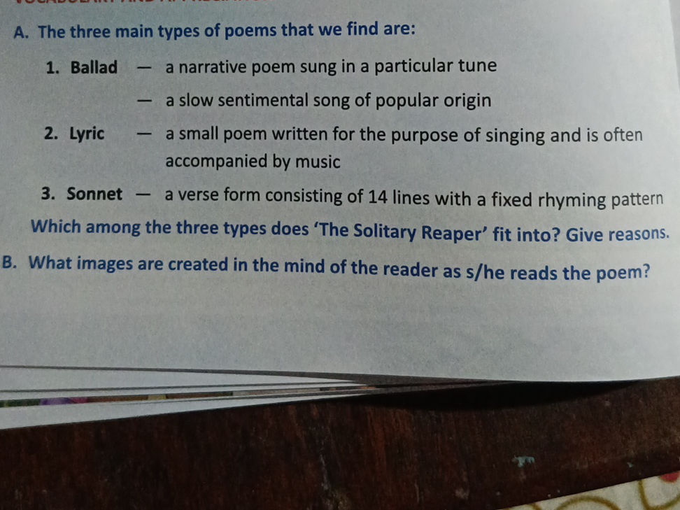 A. The three main types of poems that we | StudyX