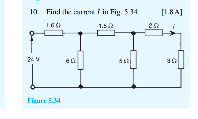 10. Find the current I in Fig. 5.34 | StudyX