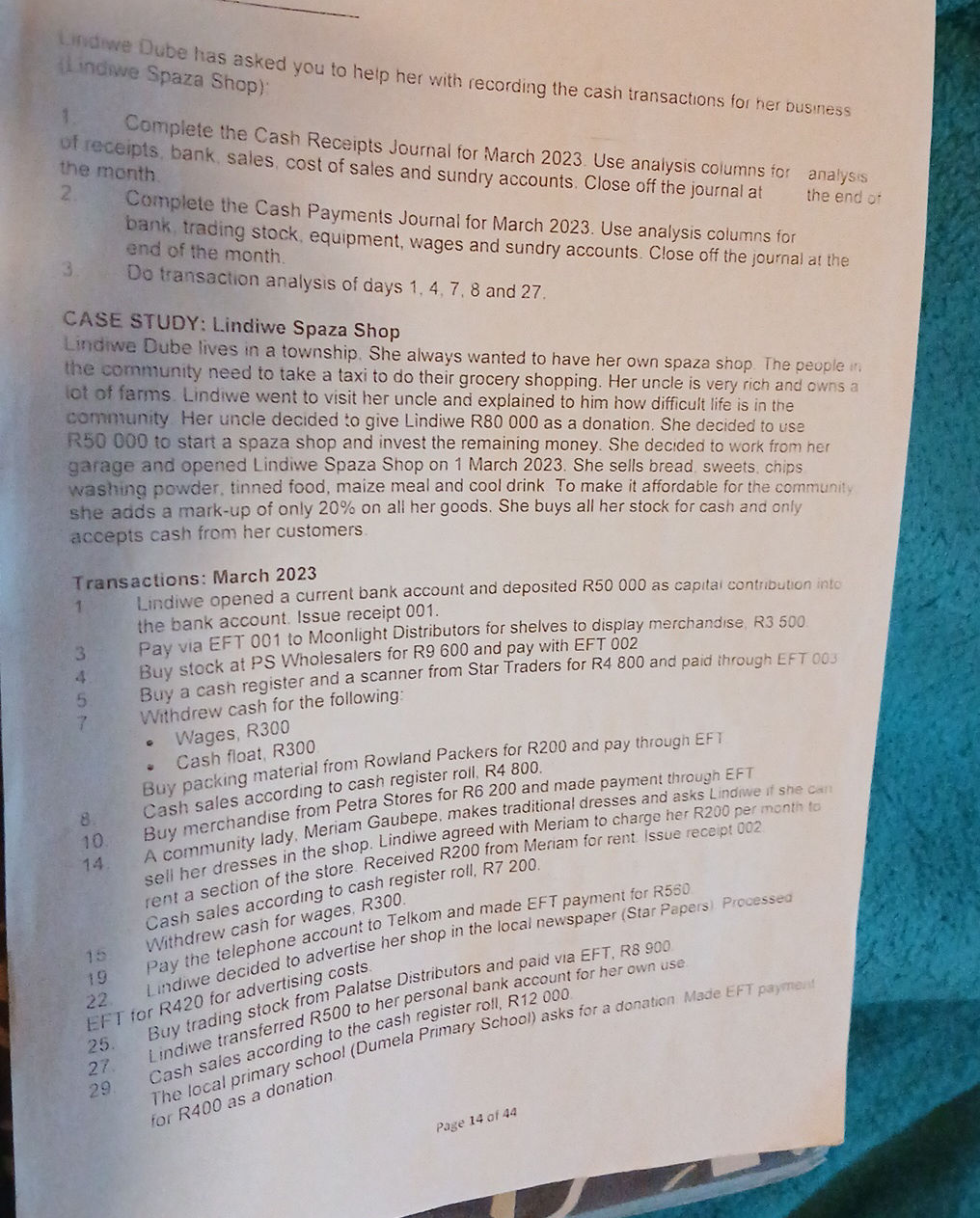 1. Complete the Cash Receipts Journal for | StudyX