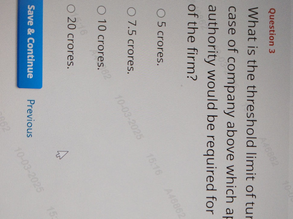 What is the threshold limit of turnover in | StudyX