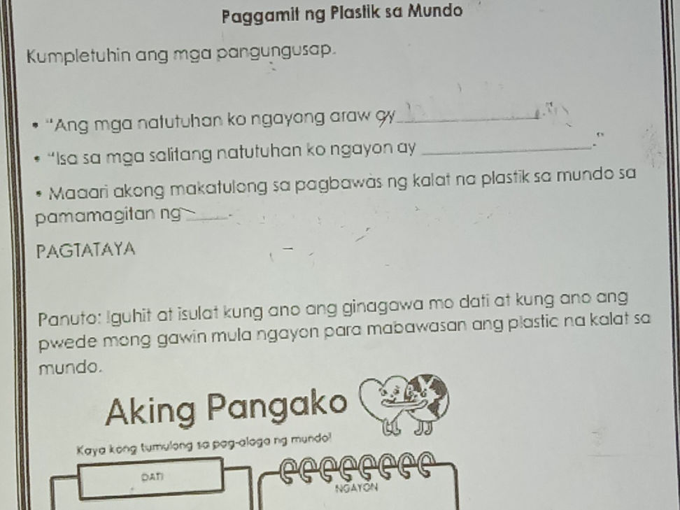 Paggamit ng Plastik sa Mundo Kumpletuhin ang | StudyX