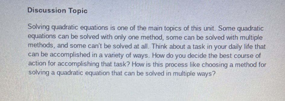 Solving quadratic equations is one of the