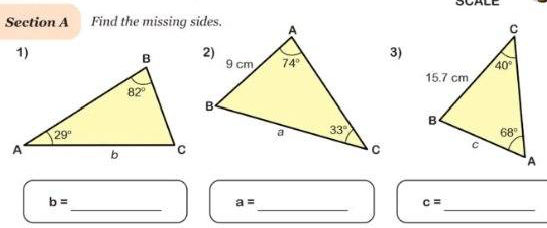 Section A Find the missing sides. 1) A | StudyX