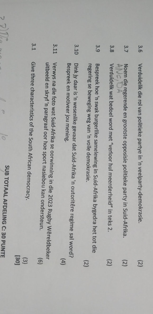 3.6 Verduidelik die rol van politieke partye | StudyX