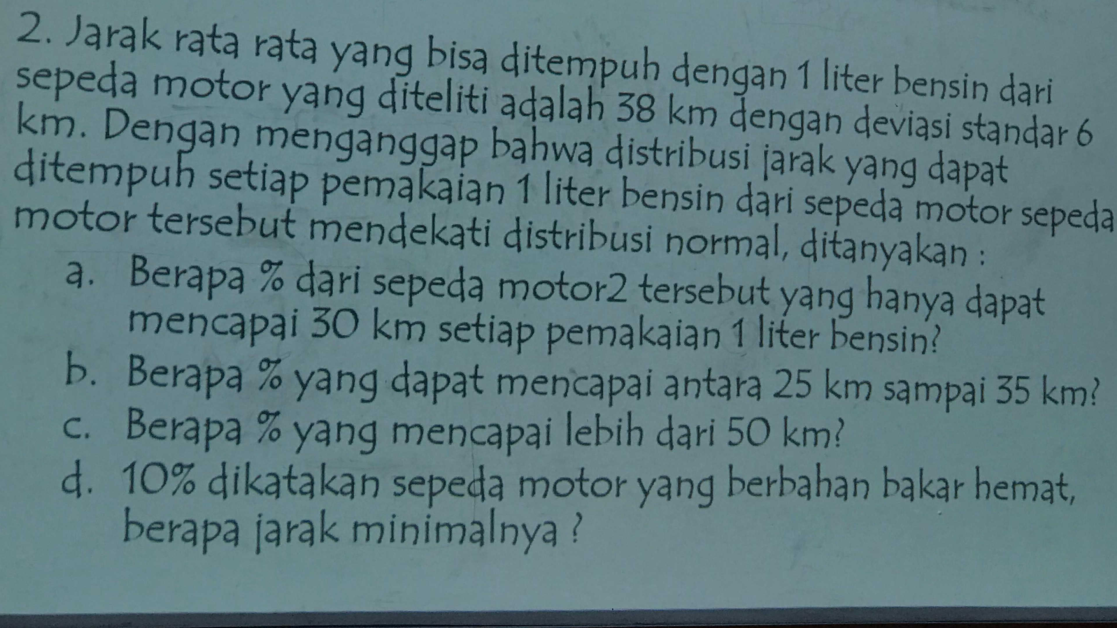 2. Jarak rata rata yang bisa ditempuh dengan | StudyX