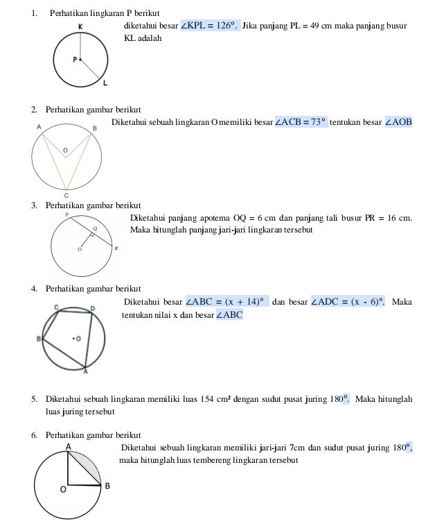 1. Perhatikan lingkaran P berikut ``` K | | | StudyX