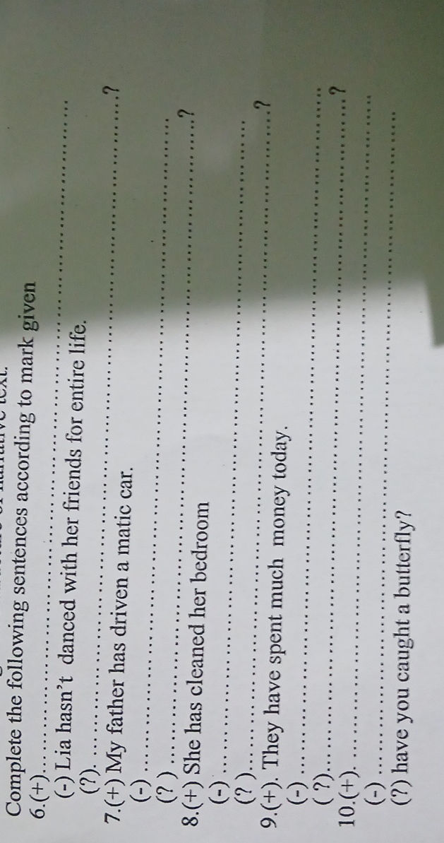 Complete the following sentences according | StudyX