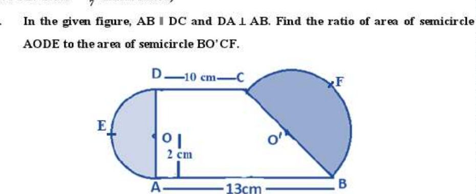 In the given figure, AB || DC and DA ⊥ AB. | StudyX