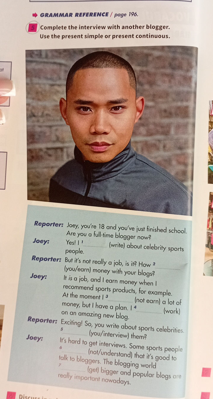 Complete the interview with another blogger. | StudyX