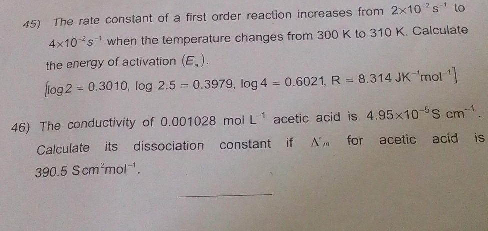 45) The rate constant of a first order | StudyX