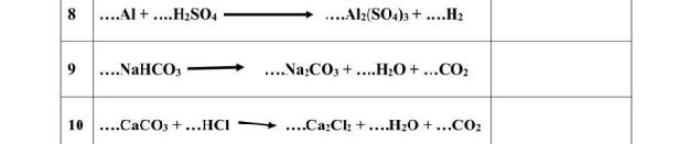 8. ....Al + ....H2SO4 -> ....Al2(SO4)3 + | StudyX