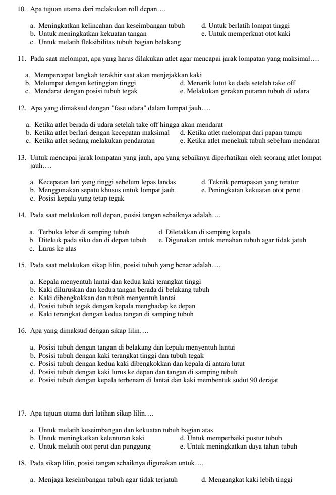 10. Apa tujuan utama dari melakukan roll | StudyX