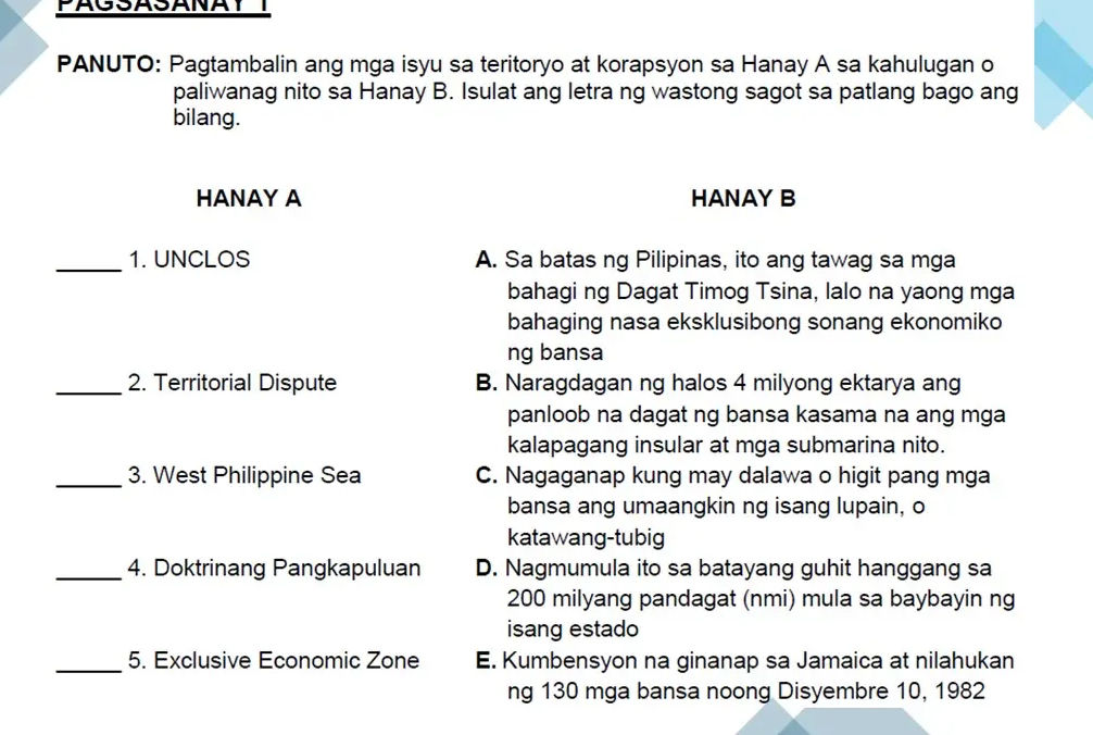 PANUTO: Pagtambalin ang mga isyu sa | StudyX