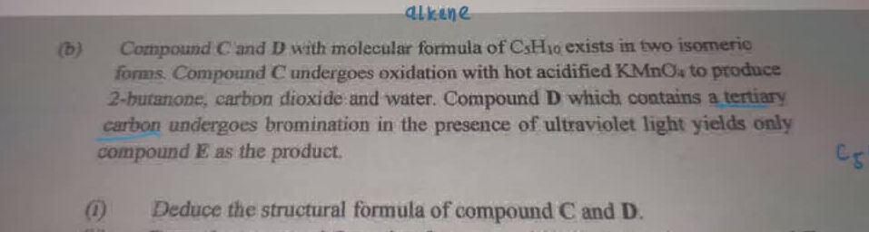 (b) Compound C and D with molecular formula | StudyX