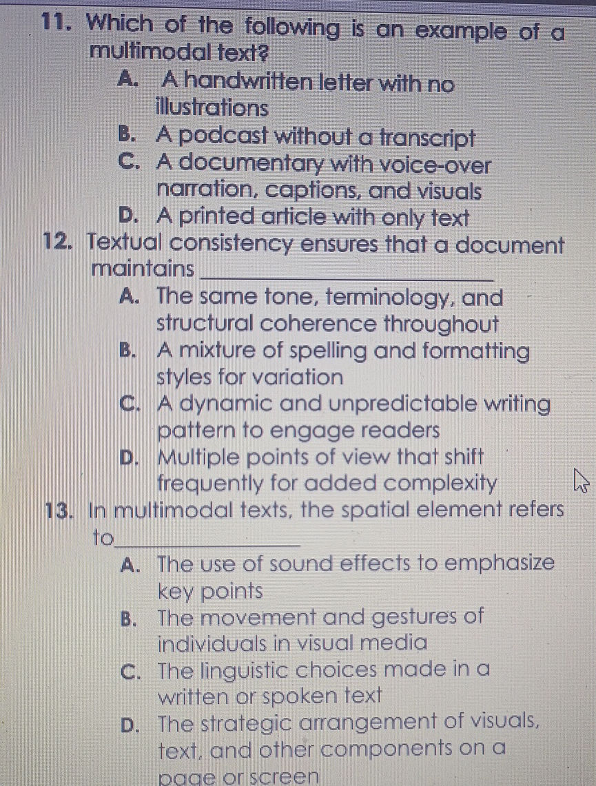 11. Which of the following is an example of | StudyX