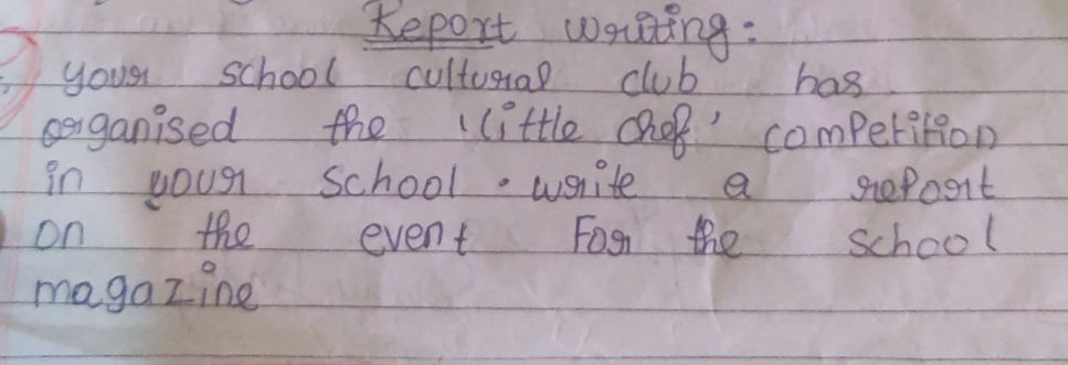 Report writing: Your school cultural club | StudyX