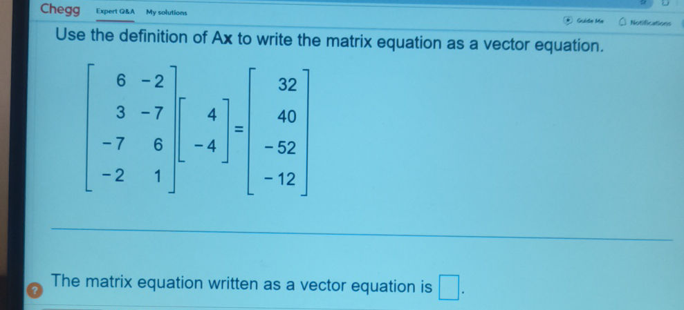Use the definition of Ax to write the matrix | StudyX