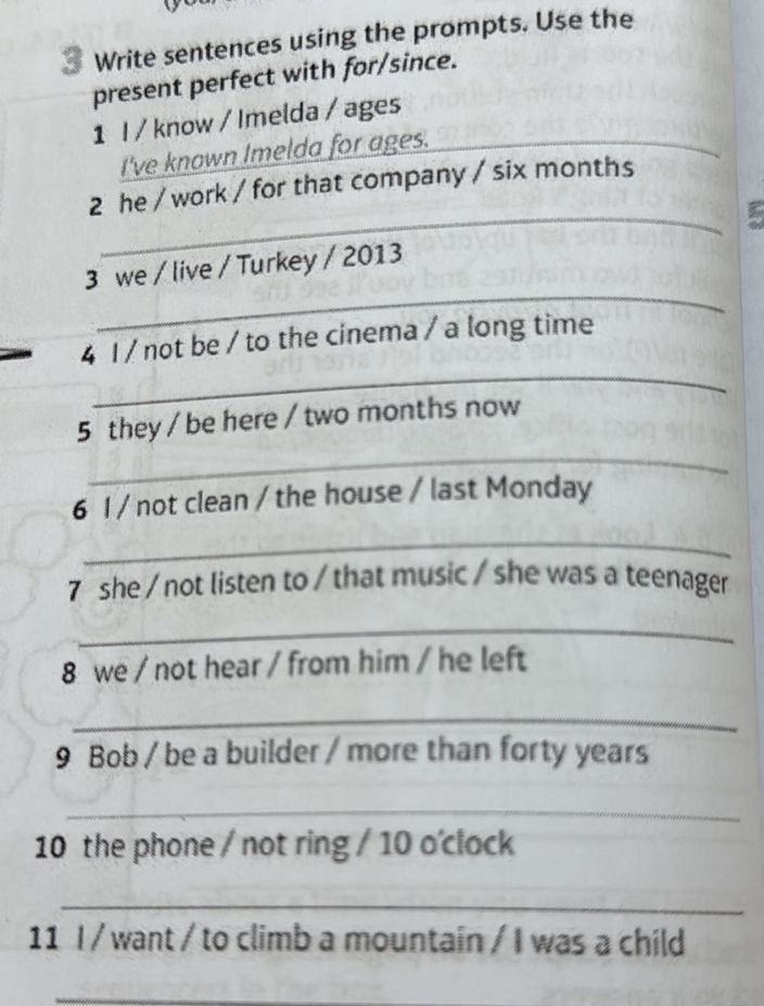 3 Write sentences using the prompts. Use the | StudyX