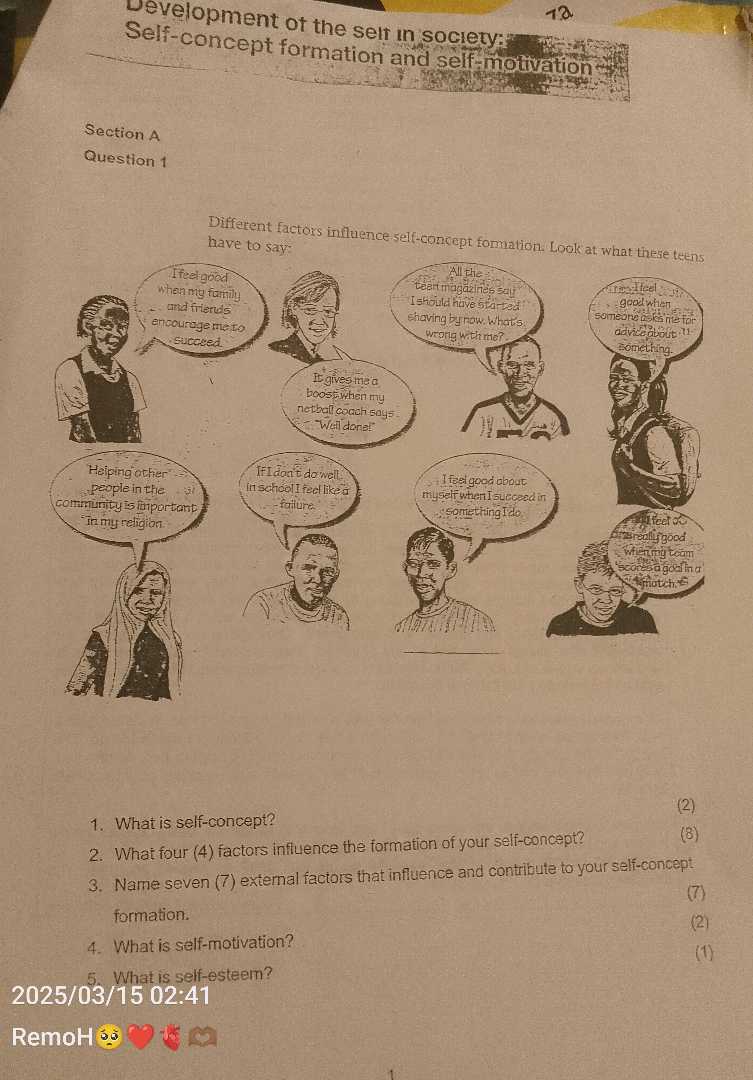 Different factors influence self-concept | StudyX