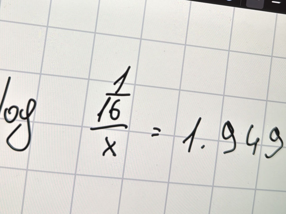 Solve Logarithmic Equation: log(1/16x) = | StudyX