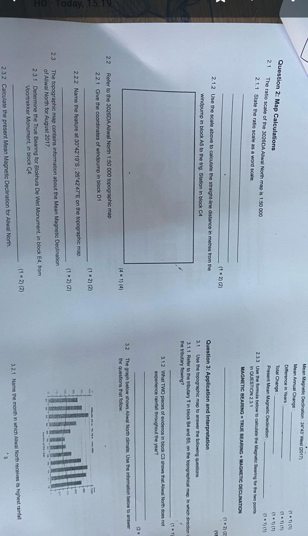 Question 2: Map Calculations 2.1 The ratio | StudyX