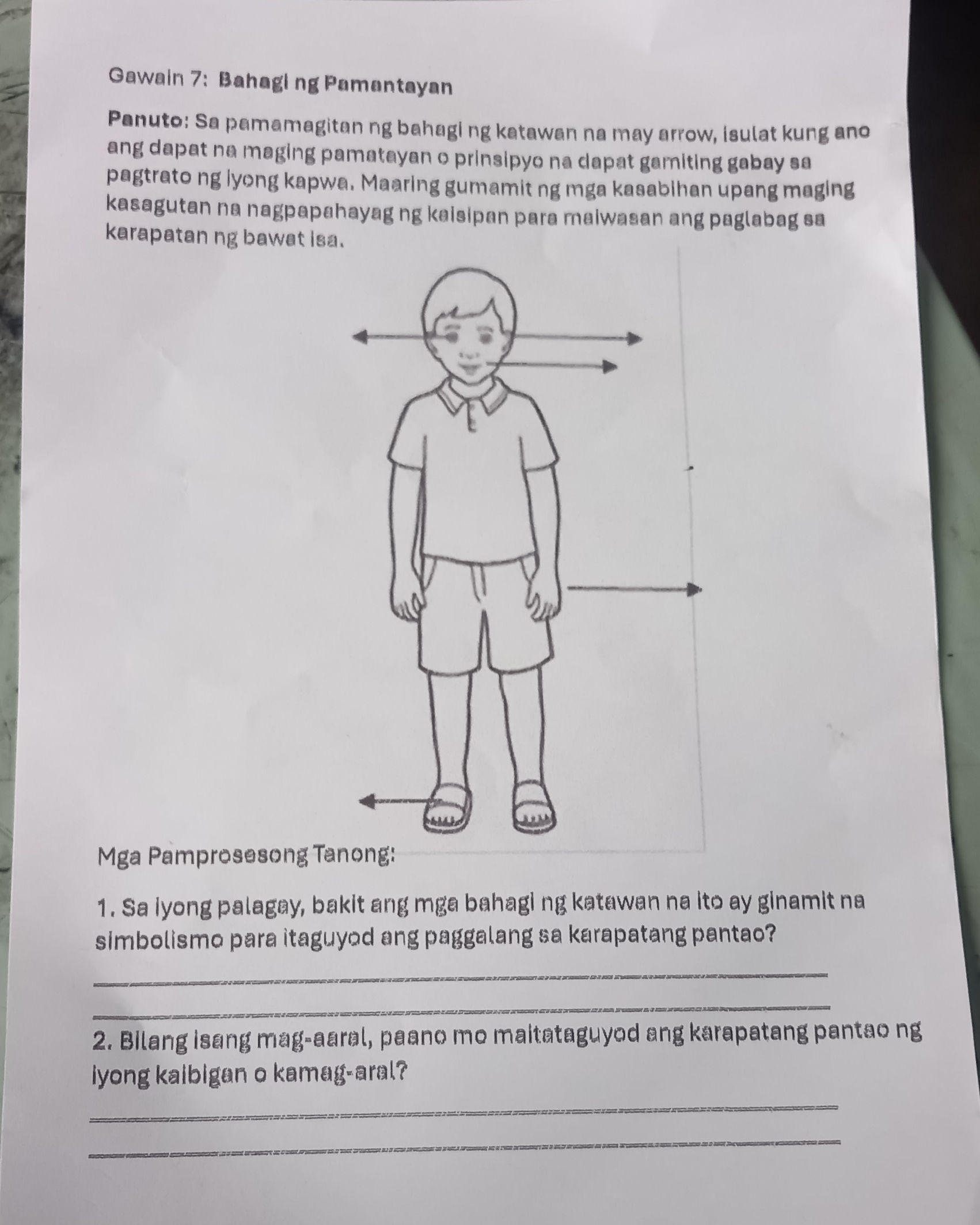 Gawain 7: Bahagi ng Pamantayan Panuto: Sa | StudyX