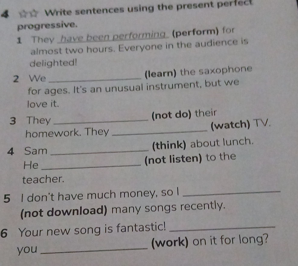4 ☆☆ Write sentences using the present | StudyX