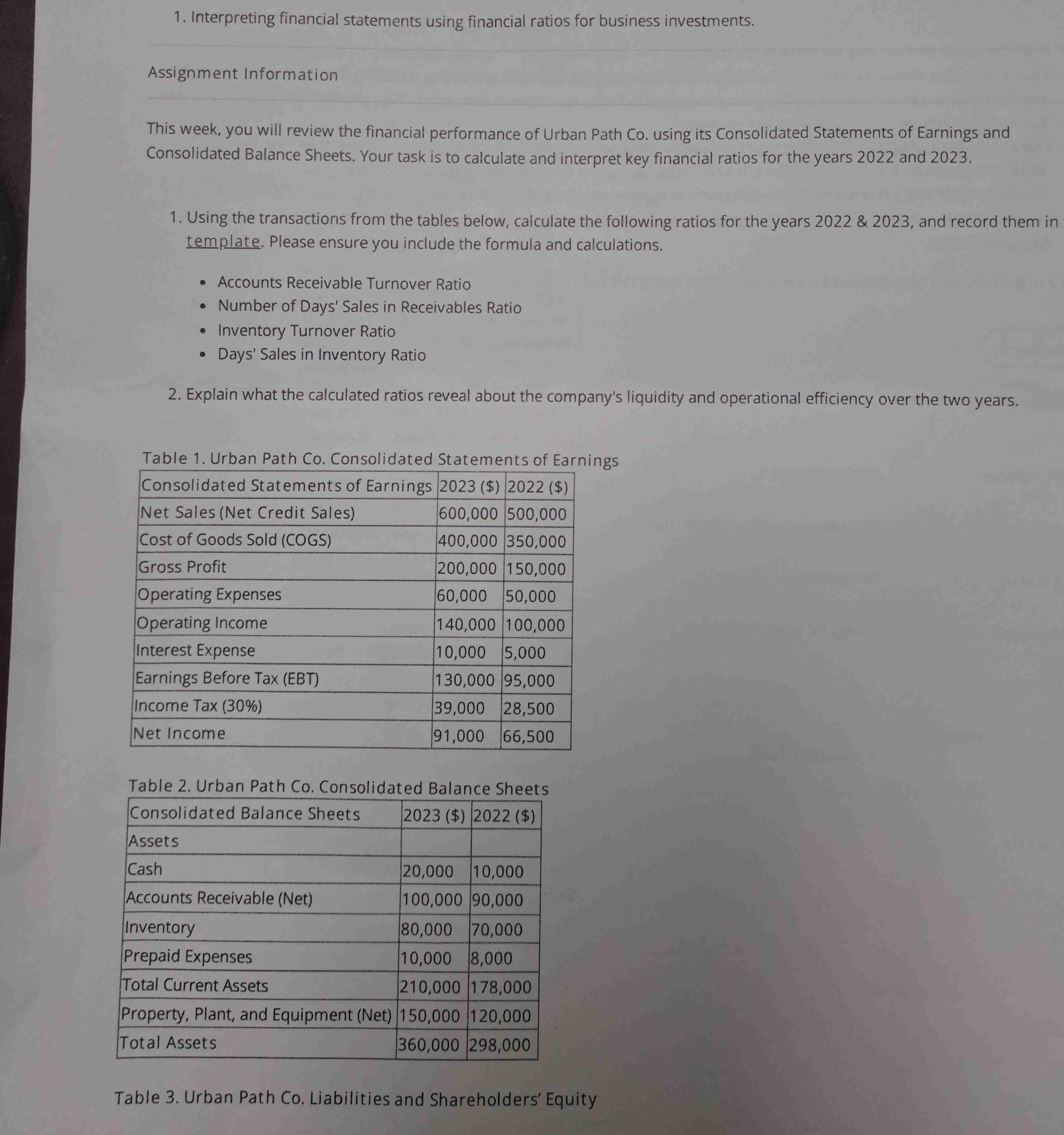 1. Interpreting financial statements using | StudyX