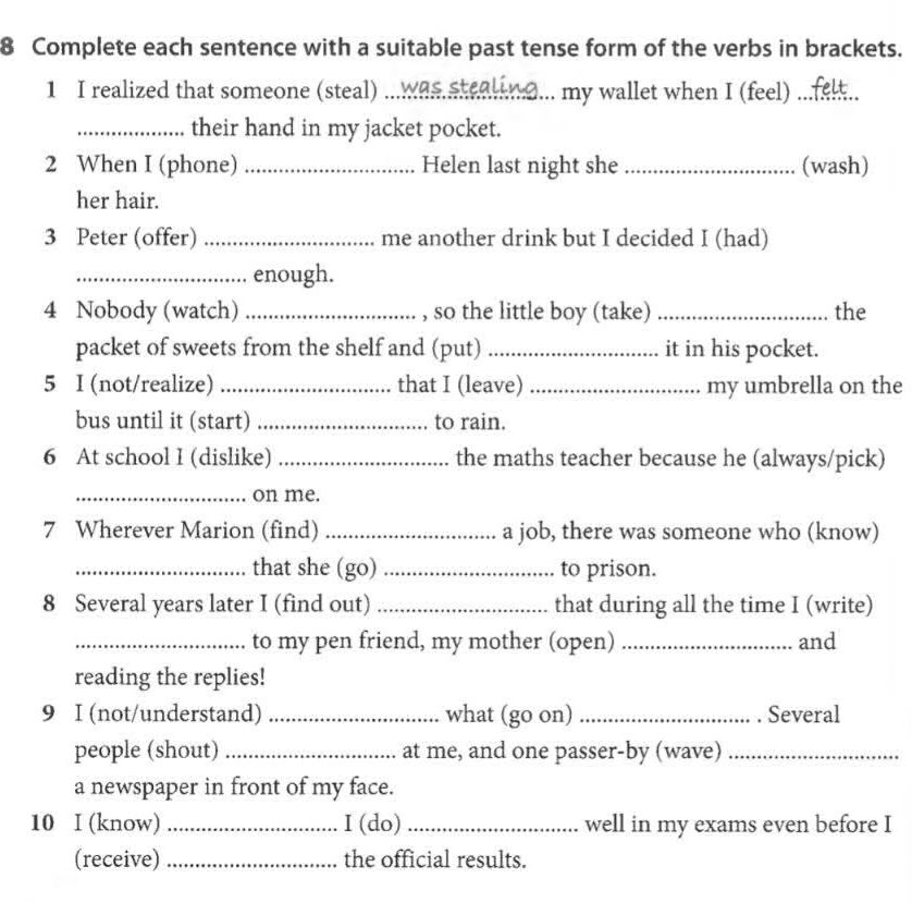 8 Complete each sentence with a suitable | StudyX