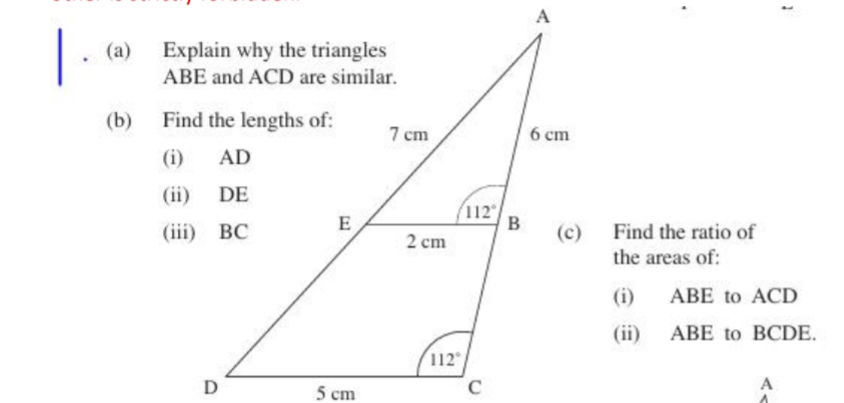(a) Explain why the triangles ABE and ACD | StudyX
