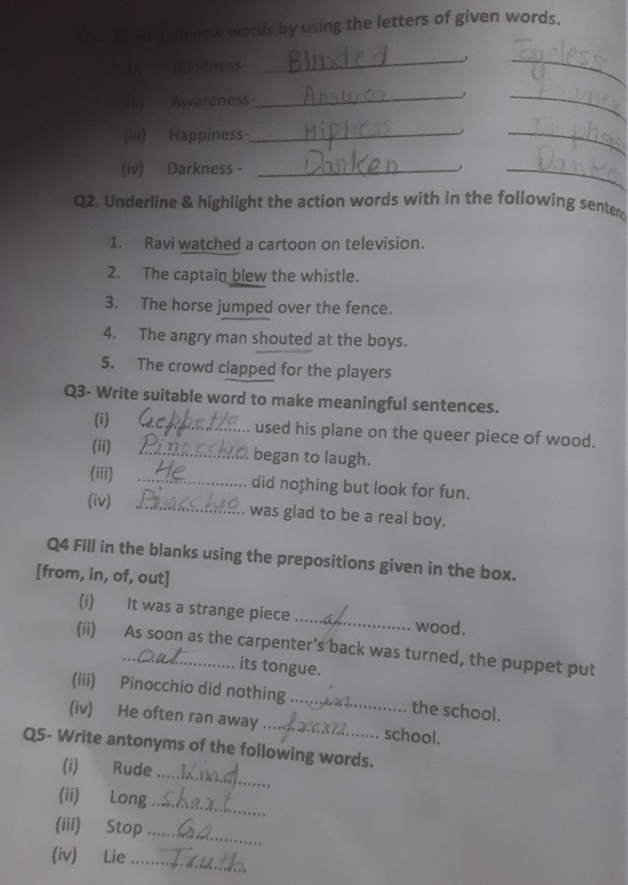 Q1 Make new words by using the letters of | StudyX