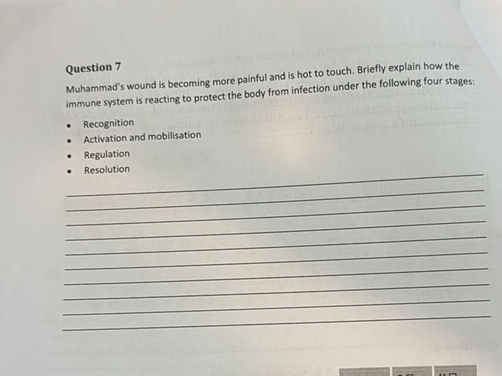 Question 7 Muhammad's wound is becoming | StudyX