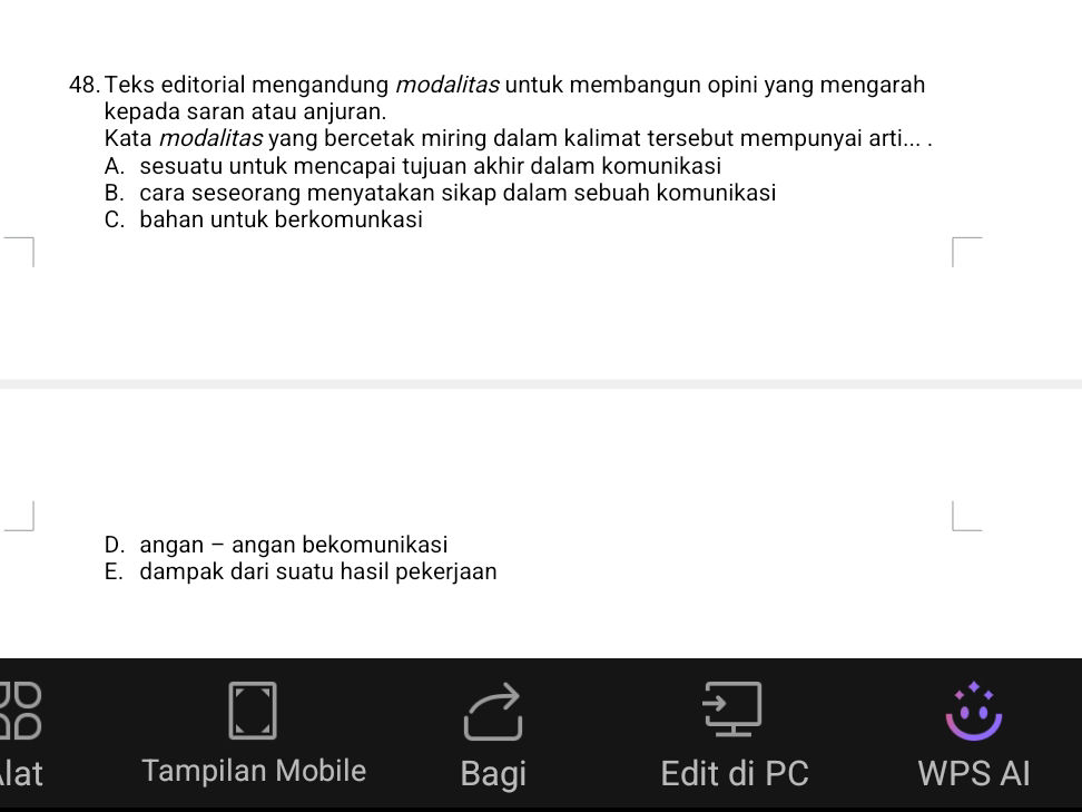 48. Teks editorial mengandung modalitas | StudyX