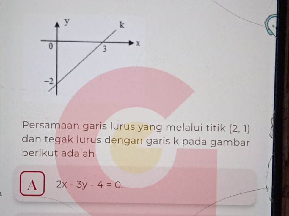Persamaan garis lurus yang melalui titik (2, | StudyX